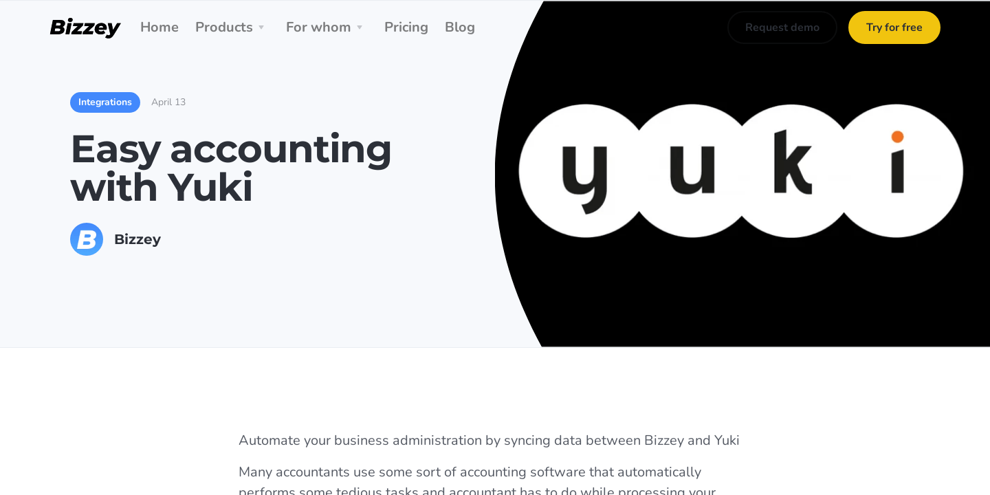 Easy accounting with Yuki | Bizzey