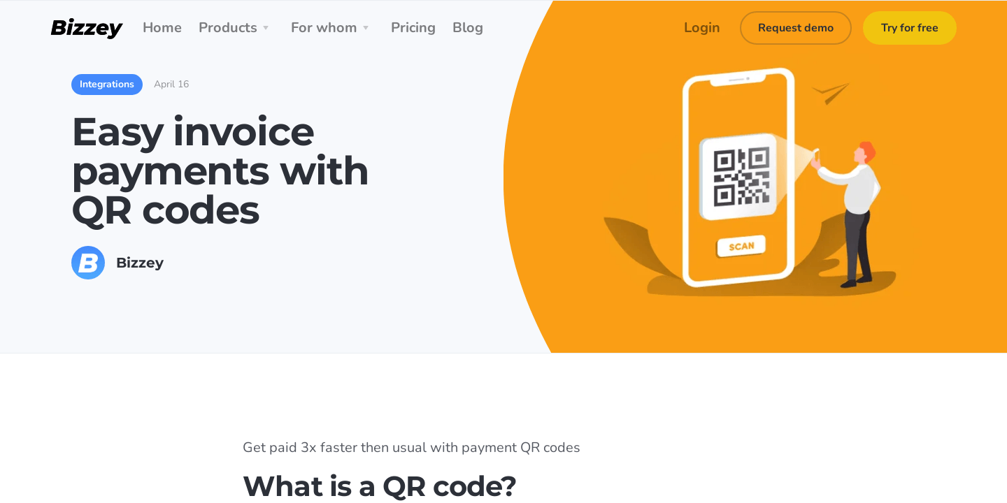 Easy invoice payments with QR codes | Bizzey