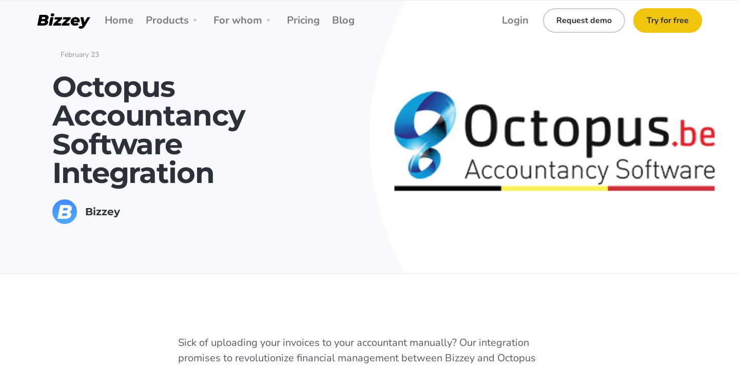 Integratie van Bizzey met Octopus Accountancy Software | Bizzey